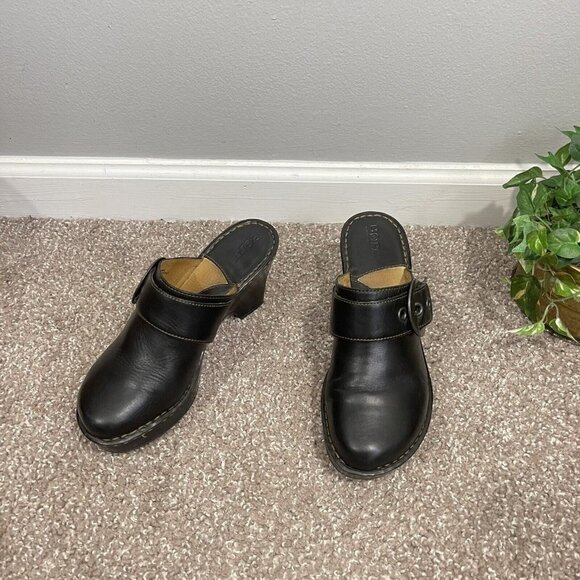 Born | Shoes | Born Black Leather Mule Womens Clog Shoe Slipon Size Us ...